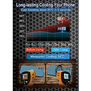 Phone Cooler for iPhone, Gaming Phone Cooling Accessories, Phone Fan Radiator for Phone Width from 2.6" to 3.5", Cell Phone Game Semiconductor Heatsink for Gaming, Live Streaming, Watch Videos -Black