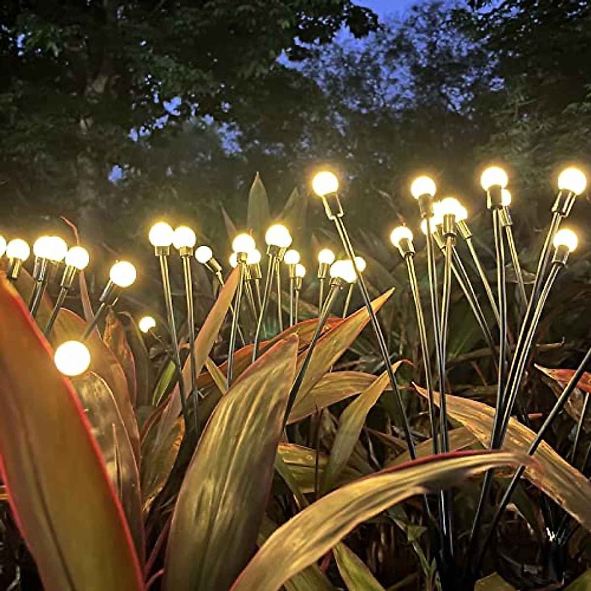 HIYALOT Solar Garden Lights-Solar Firefly Lights, Starburst Swaying Lights, Sway by Wind, Solar Garden Decorative Lights for Yard Patio Pathway Lawn Decorations,2 Pack (8LED Bulbs-2Pack)