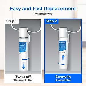 Waterdrop GXULQR Under Sink Replacement Filter, Replacement for Hexagonal Head GE SmartWater GXULQR, GXULQK and GXK140TNN, 2K Gallons (Pack of 2)