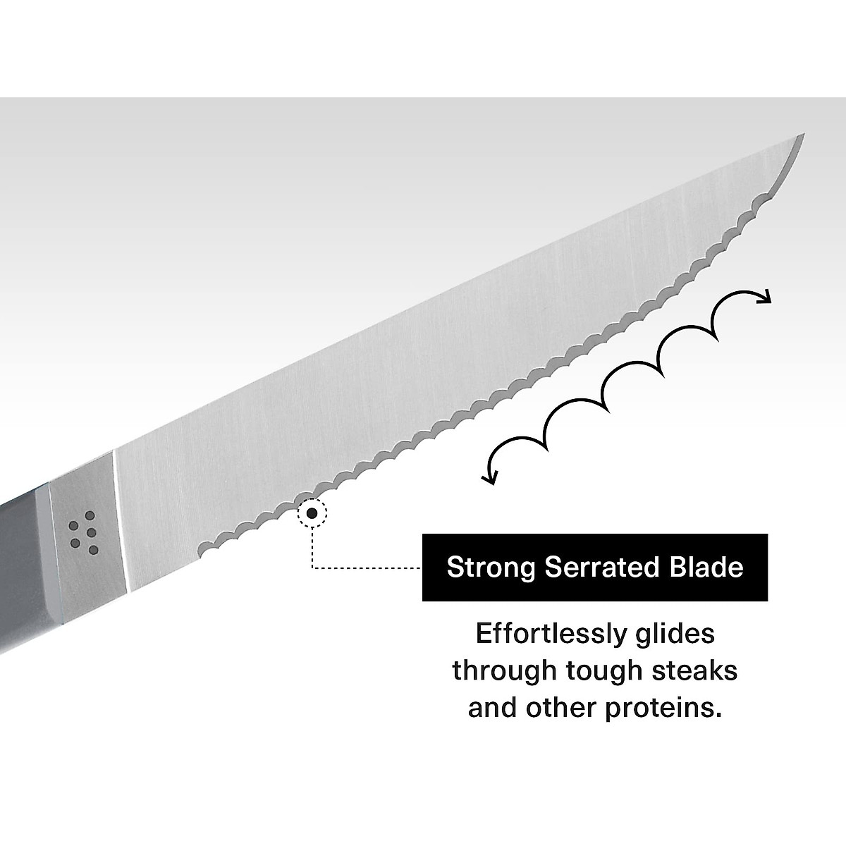 Misen Steak Knives Set of 4 - Precision Serrated Blades for Effortless Dining - Stainless Steel - Superior Cuts with Four Steak Knives Handles for Stylish Elegance - Gray
