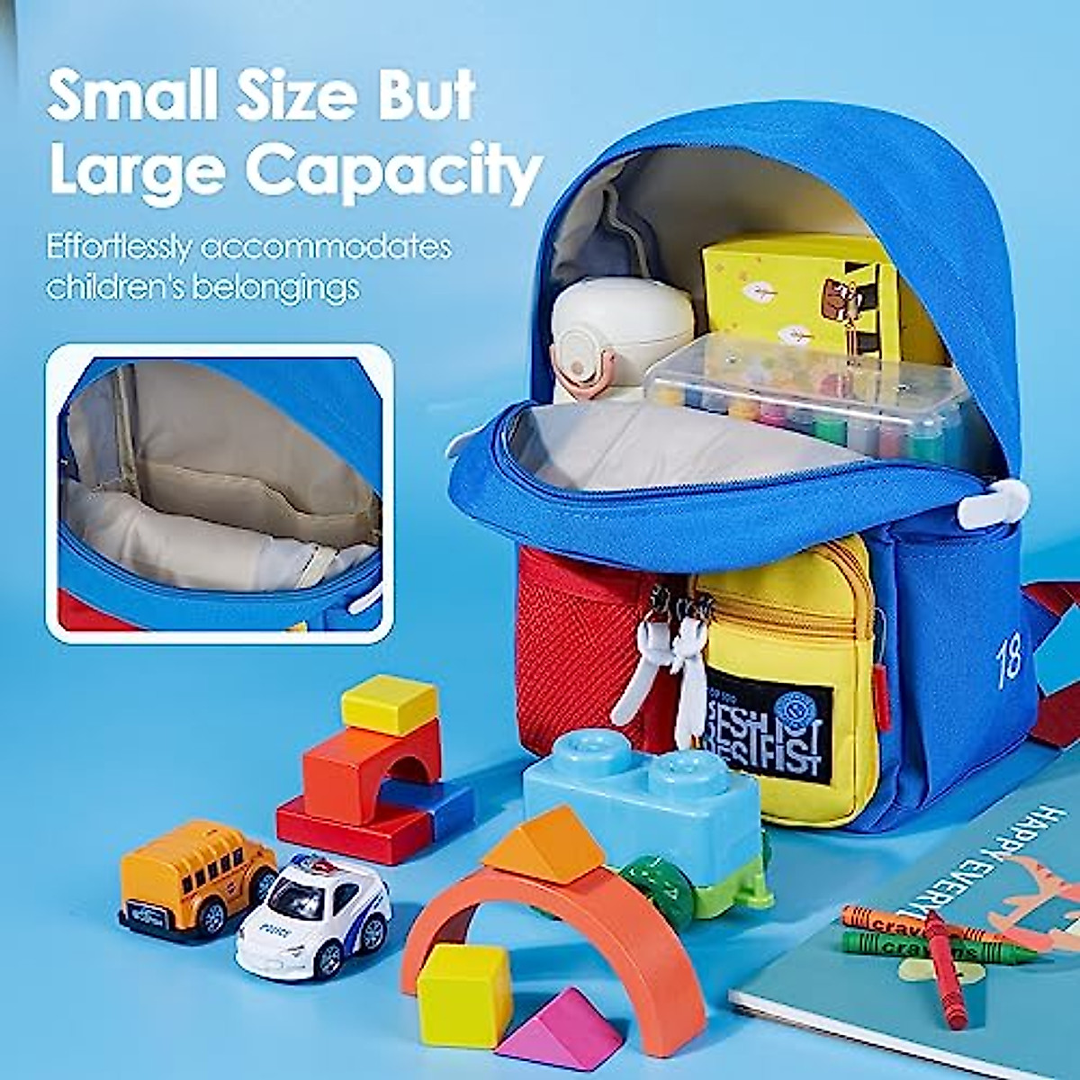 AOTOW Toddler Backpack for Preschool Boys Girls - Small Kids Bookbag Kindergarten Cute Daycare Back Pack Personalized Bagpack Child School Bags for little Kid 3-5 Years Old