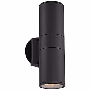 Possini Euro Design Ellis Modern Sconce Outdoor Wall Light Fixture Black Aluminum 11 3/4" Cylinder Up Down Glass Decor for Exterior House Porch Patio Outside Deck Garage Yard Front Door Garden Home