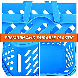 Alipis Play Grocery Basket Mini Shopping Basket Plastic Grocery Basket with Handle, Toys Storage Organizer Kitchen Storage Baskets, Blue, 2Pcs
