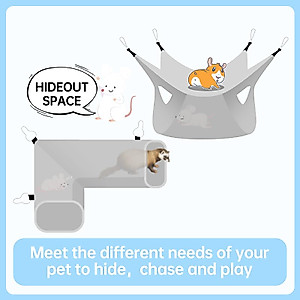 EAEDMY Guinea Pig Rat Tunnel Ferret Hammock, Small Animal Corner Tunnel & Tubes & Bed for Hedgehog Piggy Chinchilla Hideout Toys and Cage Accessories (1. Tunnel)