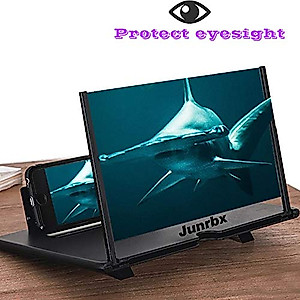 Junrbx Screen Magnifier Amplifier, New Generation Phone Holder Screen Amplifier, 3D HD Video and Gaming Phone Projector-with Foldable Phone Stand, Supports All Smartphones