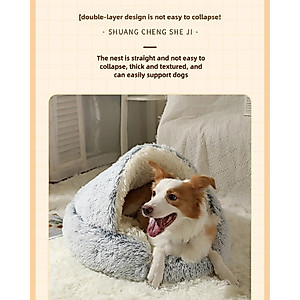 Lapcatz Nest Bed, Lapcatz Bed, Lap Catz Nest Bed, Semi Enclosed Pet Nest, Covered Warm Cat Bed, Cat Beds for Indoor Cats Cave and Calming Dog Beds, Removable Washable Non Slip Bottom (Gray, 23.6in)