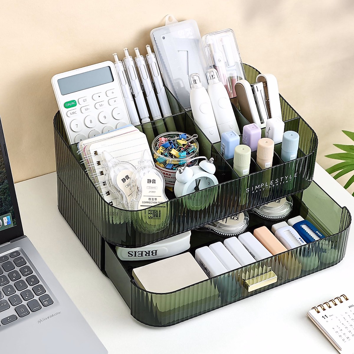 Makeup Organizer with Drawer, Large Capacity Countertop Organizer for Vanity, Bathroom and Bedroom Desk Cosmetics Display Case for Lotions, Brushes, Perfumes, Eyeshadow, Lipstick and Nail Polish