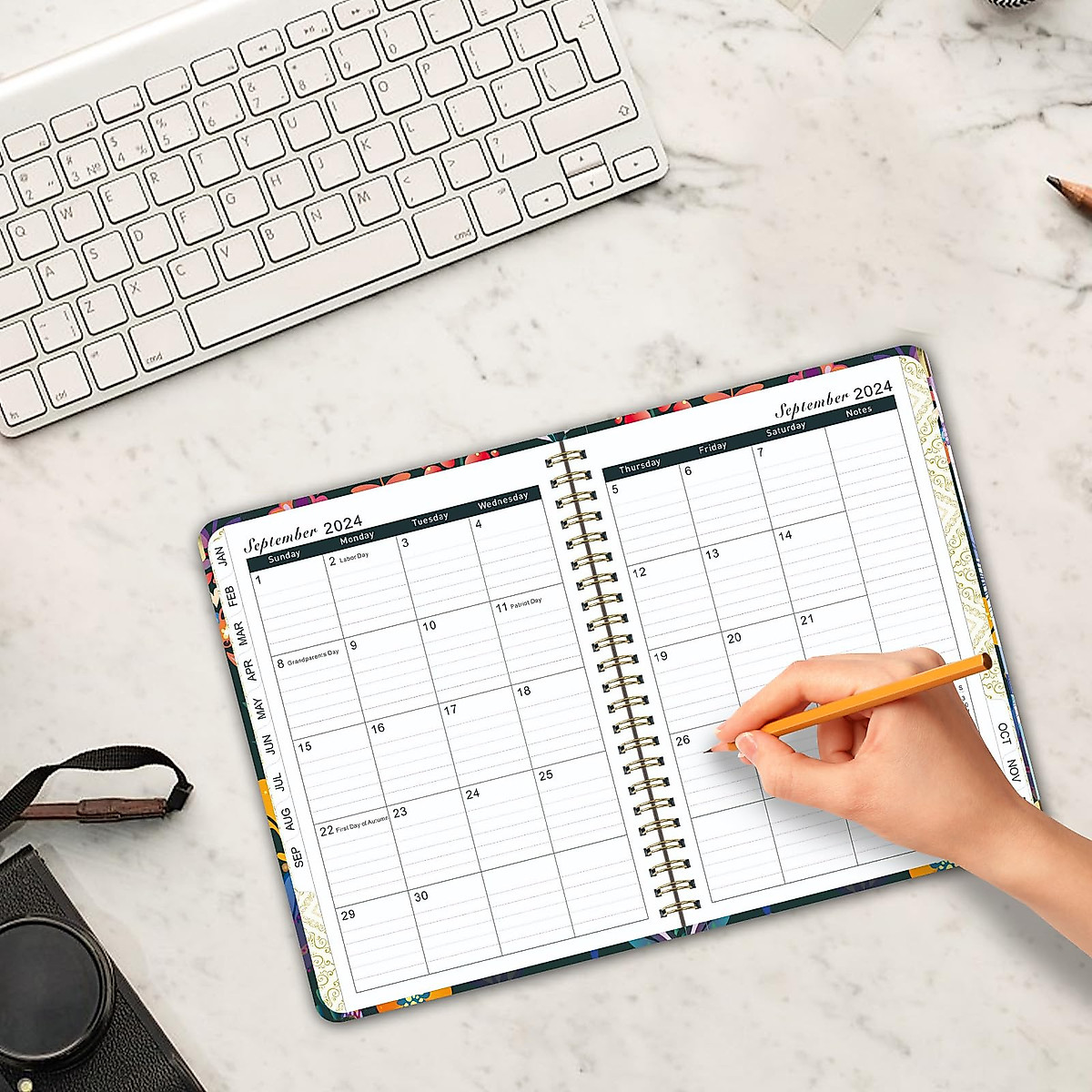 2024 Planner Weekly and Monthly, 2024 Planner 6.2" x 8.5", Academic Planner 2024,Planner Notebook with Tabs and Stickers,Twin-wire Binding,Inner Pocket, Calendar Planner Jan. 2024 - Dec. 2024 (1 Pack)