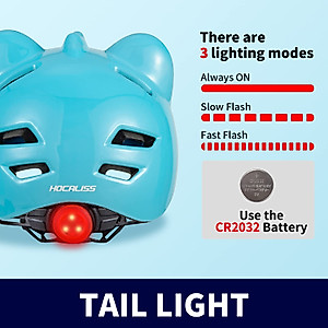 HOCALISS 3D Cartoon Cute Animal Helmet for Kids Bike Helmet Multi-Sport Cycling Skateboard Scooter Skating Roller Blading Helmet Protective Gear with LED Rear Ligh