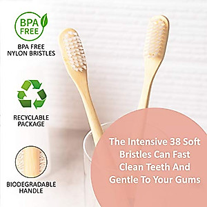 Bamboo Toothbrushes Pack of 4 | eco-Friendly & Biodegradable | Non-Plastic BPA Free Soft Natural Bristles For Gingivitis And Sensitive teeth | Recyclable Eco Toothbrush Men & Women | By laboos
