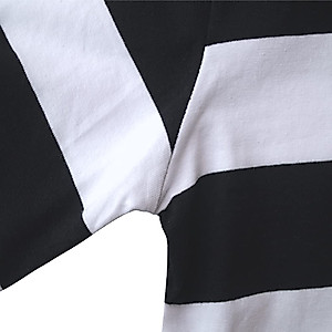 Spring&Gege Boys' Long Sleeve Striped T-Shirt Crew Neck Tees, Black and White Stripes, 9-10 Years