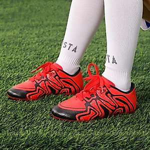 DREAM PAIRS Toddler/Little Kid/Big Kid 160472-K Soccer Football Cleats Shoes,Size 1 Little Kid,RED/Black/Silver,160472-K