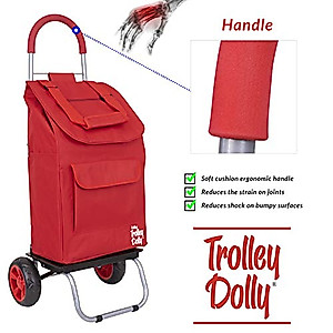 dbest products Trolley Dolly Red Foldable Shopping cart for Groceries with Wheels and Removable Bag and Rolling Personal Handtruck Standard