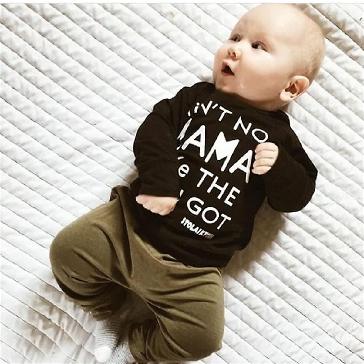 Eghunooy Toddler Baby Boy Letters Printed Tops Pants Leggings Outfits Clothes Set (18-24 Months) Black&green