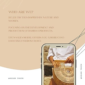 RULER TRUTH Handbag for Women Tote Bamboo Bag by Handmade Straw Bag,Natural Bamboo Purse for Summer Beach (Original, S)