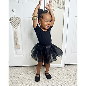 Stelle Canvas Ballet Shoes Toddler Girls Ballet Slippers No-Tie Boys Dance Shoes(Black,2MB)