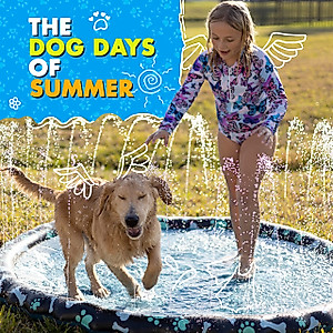 SplashEZ Non Slip Splash Pad for Kids and Dogs, 69’’ Extra Large Sprinkler Kids, Dog Water Summer Toys – Great Outdoor toys toddlers 1-3 ages 4-8 | Wading Pool Backyard