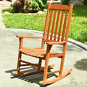 UYSB Outdoor Eucalyptus Rocking Chair Single Rocker for Patio Deck Garden Chair Rocking Chair Rocker Chair Rocker Camp Chair Rocker Recliner Rocking Camp Chair Rocking Chairs