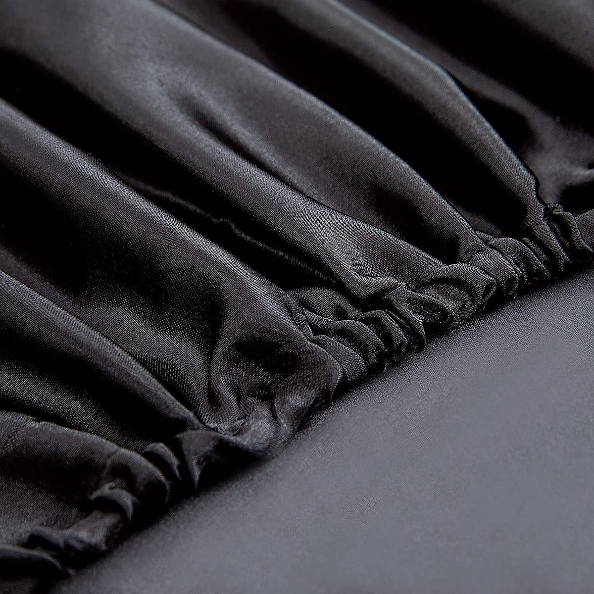 Homiest Black Satin Fitted Sheet Full Size Fitted Bed Sheet, Deep Pocket Fitted Sheet Only, Luxury & Ultra Soft Bedding Fitted Sheet Single Bottom Bed Sheets Sold Separately