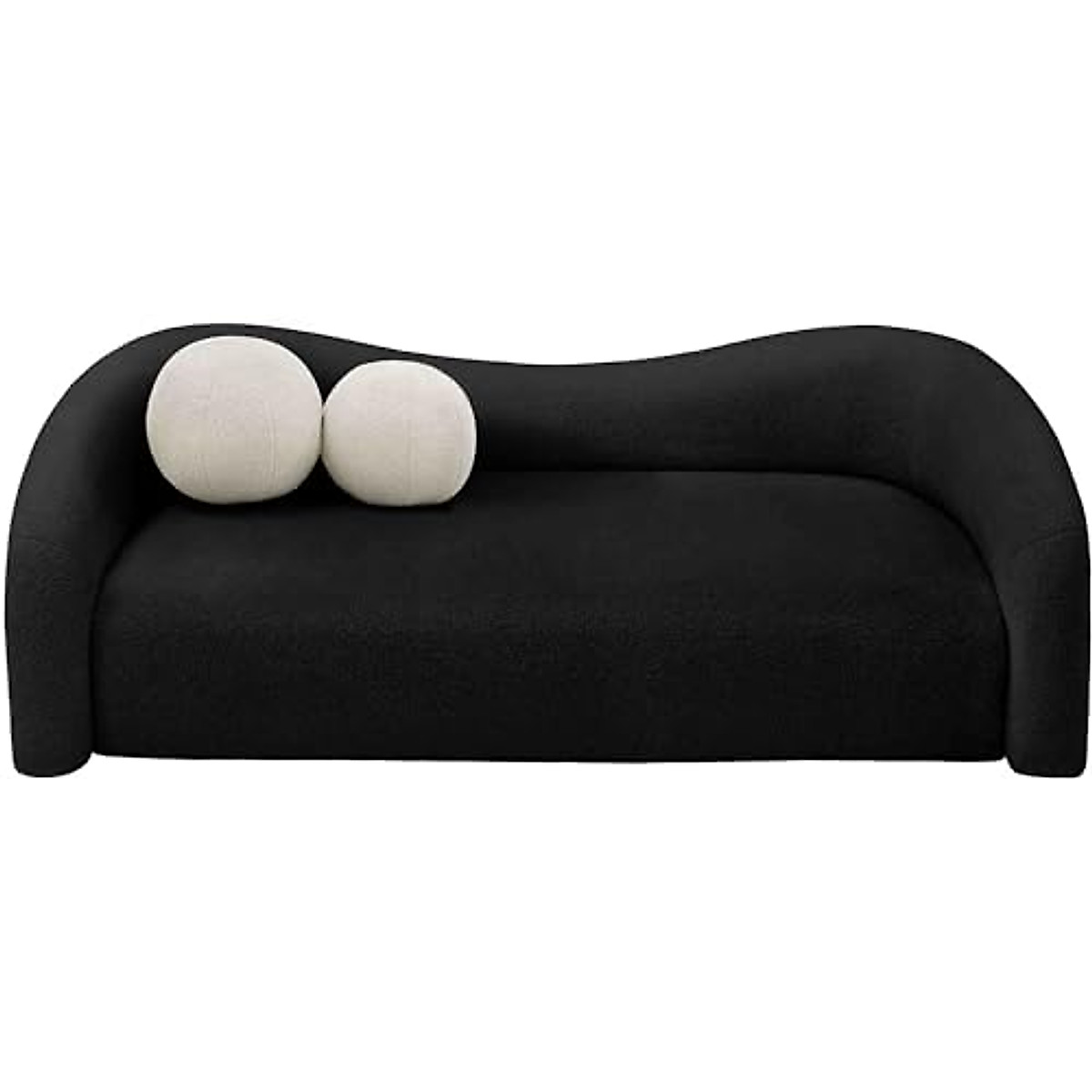 Meridian Furniture 186Black-S Kali Collection Modern | Contemporary Sofa with Soft Black Faux Shearling Teddy Fabric, Curved Back, 86" W x 33" D x 27" H, Black