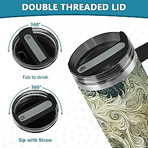 Selerdon 40 oz Tumbler Portrait Wolf with Handle and Straw Lid Vacuum Stainless Steel Insulated Water Bottle Travel Mug Car Cup Holder Friendly BPA Free for Gym Travel Office