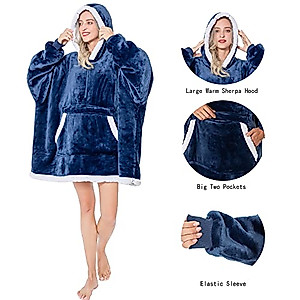 liquaurum Blanket Hoodie Oversized Wearable Blanket Sweatshirt with Giant Pockets for Men Women Soft Warm Cozy for Adults