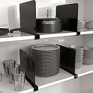 BTSD-home 8 Pack Acrylic Shelf Dividers for Closet Organization Clear Shelf Dividers for Wood Shelves in Bedroom, Kitchen and Office（Black）