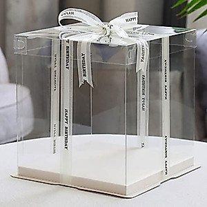 SOLUSTRE 2pcs Cake Stand Suitcase Disposable Containers Cake Holder with Lid Clear Containers with Lids Birthday Cake Packaging Packing Box Paper Cup Cake Box Heighten Dessert