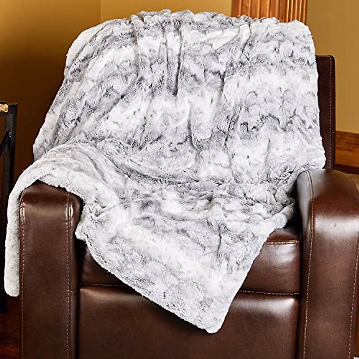 Outrageously Soft Throw Blanket - Ultra Plush Minky Faux Fur Blanket - Oversized 60 x 80 Inches - Gray