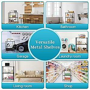 Storage Shelf Heavy Duty 3 Wire Shelving Unit Storage Rack Adjustable with Leveling Feet for Bathroom Kitchen Garage Laundry Pantry 450 LBS Capacity 23Lx13.2Wx30.2H, Black