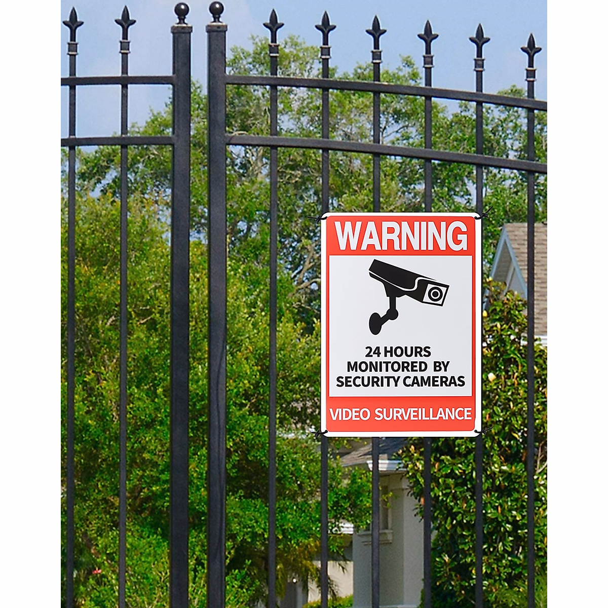 Thten 24 Hour Video Surveillance Sign, 14"×10" Security Camera Sign Warning for CCTV Recording System,Indoor Or Outdoor Use for Home Yard Business 2 Pack