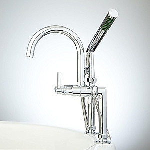 Signature Hardware 909040-6 Sebastian Deck Mounted Tub Filler Faucet with 6" Deck Couplers - Includes Hand Shower, Valve Included