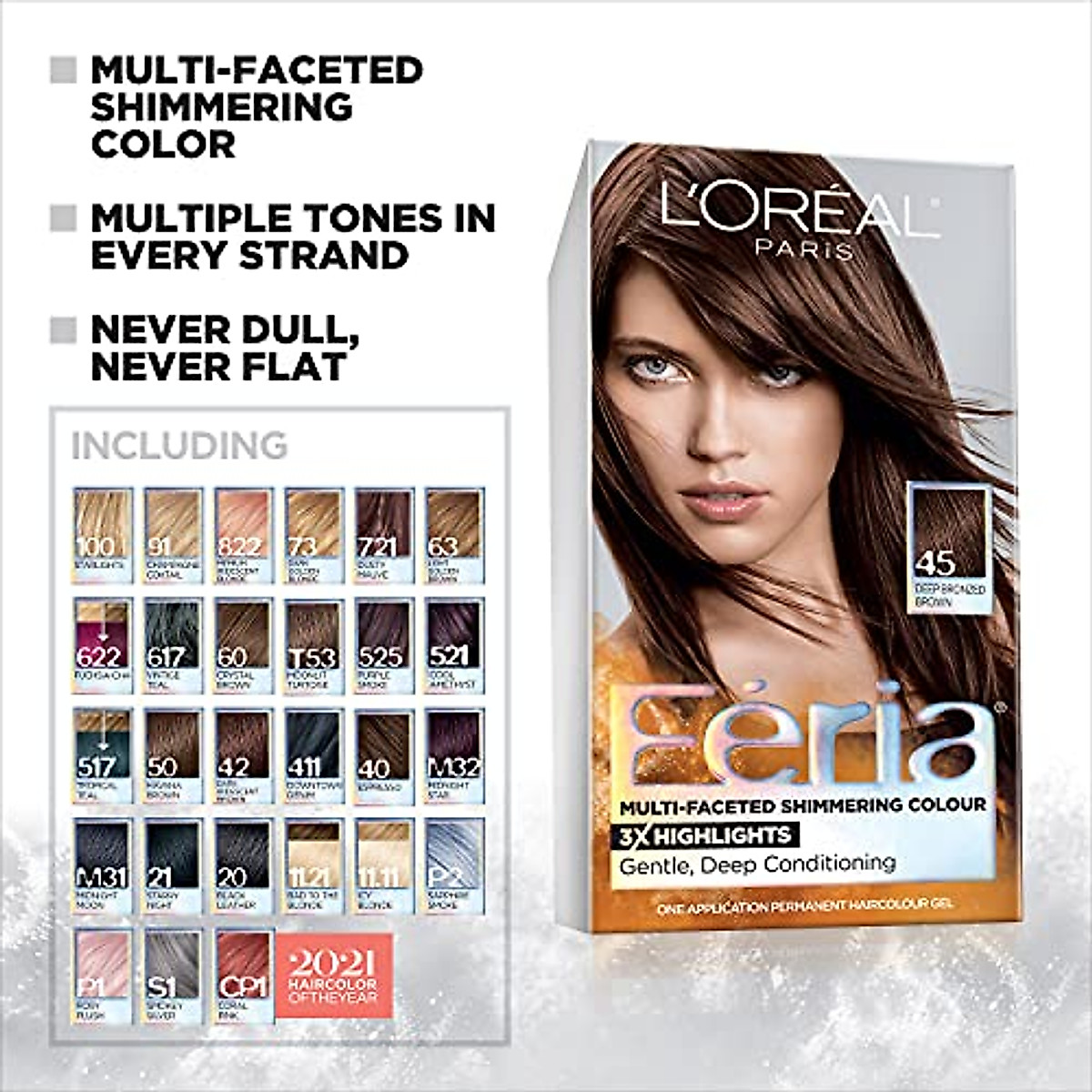 L'Oreal Paris Feria High Intensity Multi-Faceted Shimmering Permanent Hair Color, 3X Highlights, Gentle , Deep Conditioning Hair Dye