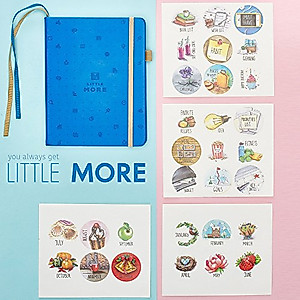 Little More Dot Grid Notebook - Dotted Notebook Journal Hardcover with Thick Paper - Leather Pocket Bullet Planner (7" x 5.5") - Small Diary with Numbered Pages with Pen Loop (Blue)