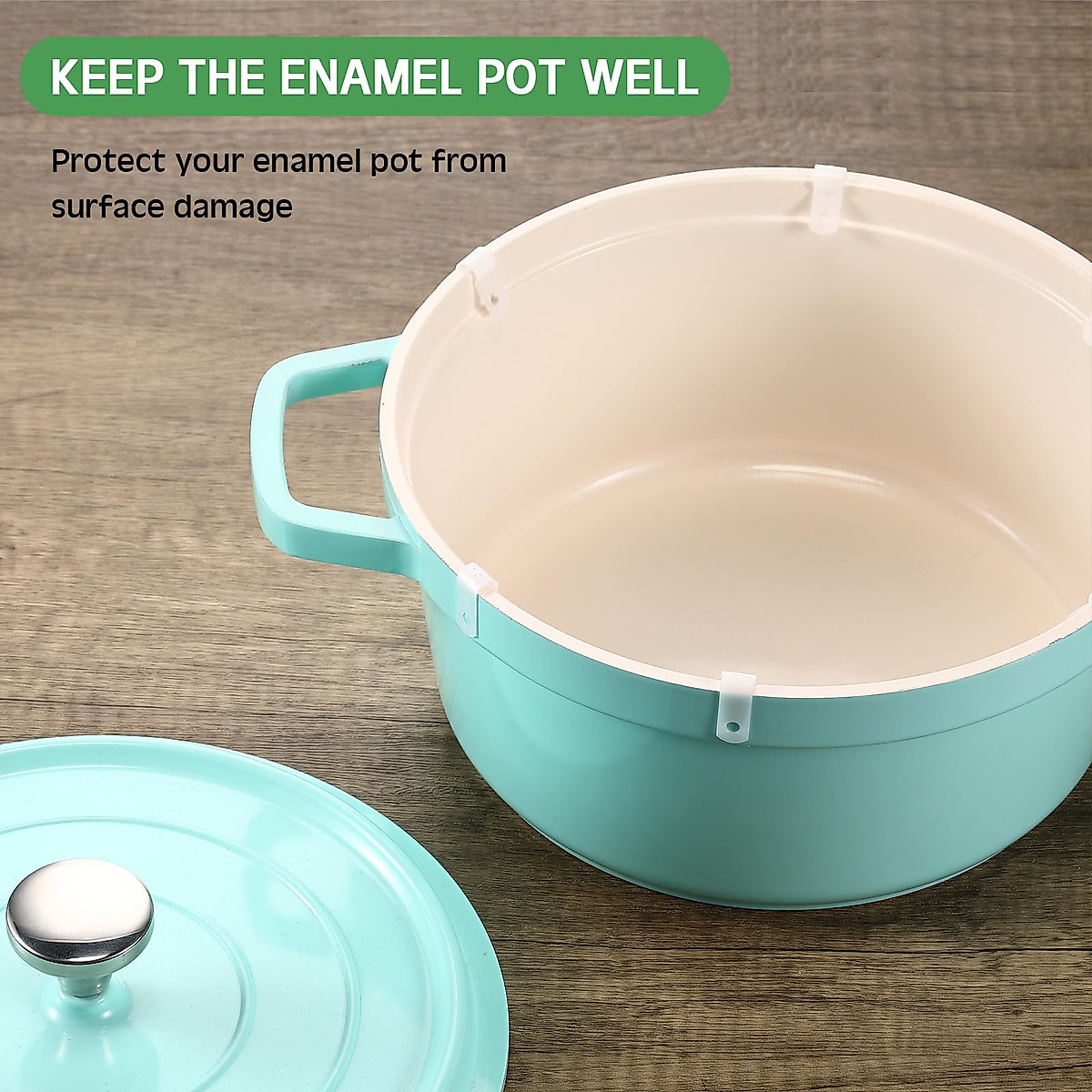 Vercraft 12 Pcs Dutch Oven Lid Protector Clips Replacement Plastic Clips for Stacking and Storage Plastic Bumpers for Display and Storage and Stacking of Dutch