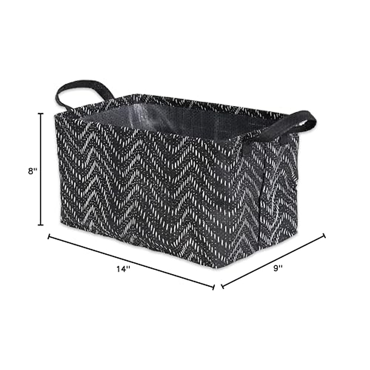 DII Collapsible Waterproof Chevron Laundry Bins, Medium Rectangle, Black/White, 2 Piece
