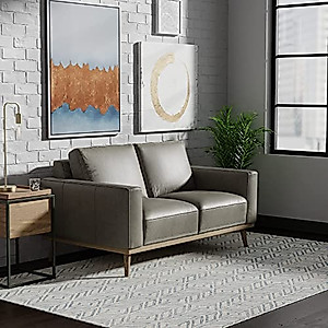 Amazon Brand – Rivet Modern Leather Loveseat Sofa Couch with Wood Base, 63.4"W, Gray