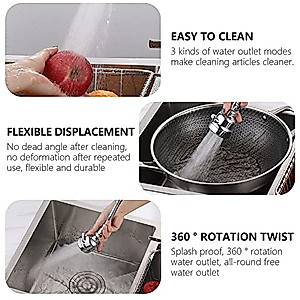 3 Pieces Kitchen Tap Head Fucet Aerator, 360 Degree Rotatable 3 Mode Adjustable Faucet Extender Kitchen Faucet Head Replacement for Bathroom Kitchen
