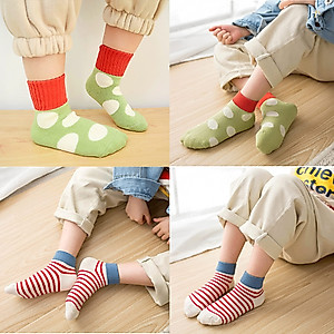 TwKueor 5 Pairs Cotton Ankle Socks for Toddlers and Little Kids, Soft Warm Cozy Socks for Unisex Infant, Gift for Boys and Girls Age 0-8 years (M)