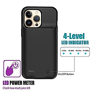 Battery Case for iPhone 13 Pro Max, Newest 8500mAh Rechargeable Portable Charging Case Compatible with iPhone 13 Pro Max (6.7 inch) Extended Battery Pack Protective Charger Case with Carplay (Black)