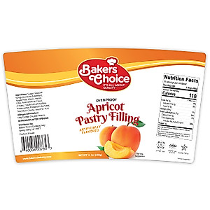 Apricot Jam - 14 oz. - Premium Pastry Filling and Fruit Spread - Oven Proof Apricot Jelly Jams and Preserves for Baking, and Spreading - Dairy Free, Kosher - By Baker’s Choice