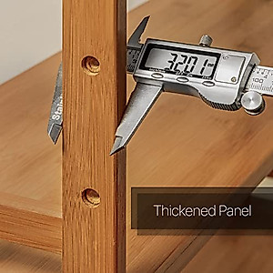 MoNiBloom Bamboo Wide 5-Tier Bookshelf Large Adjustable Bookcase Shelf Organizer Rack in Living Room Study Library Home Office, Natural