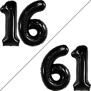 KatchOn, Giant Black 16 Balloon Numbers - 40 Inch | 16 Birthday Balloons for Sweet 16 Birthday Decorations | 16th Birthday Decorations for Boys | Sixteen Balloon, 16th Birthday Decorations for Girls