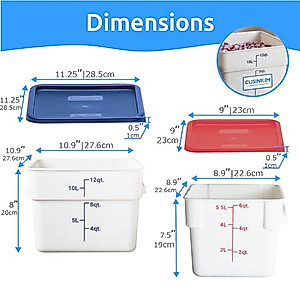 CUSINIUM 6 qt + 12 qt Square White Food Storage Container Set with Lids