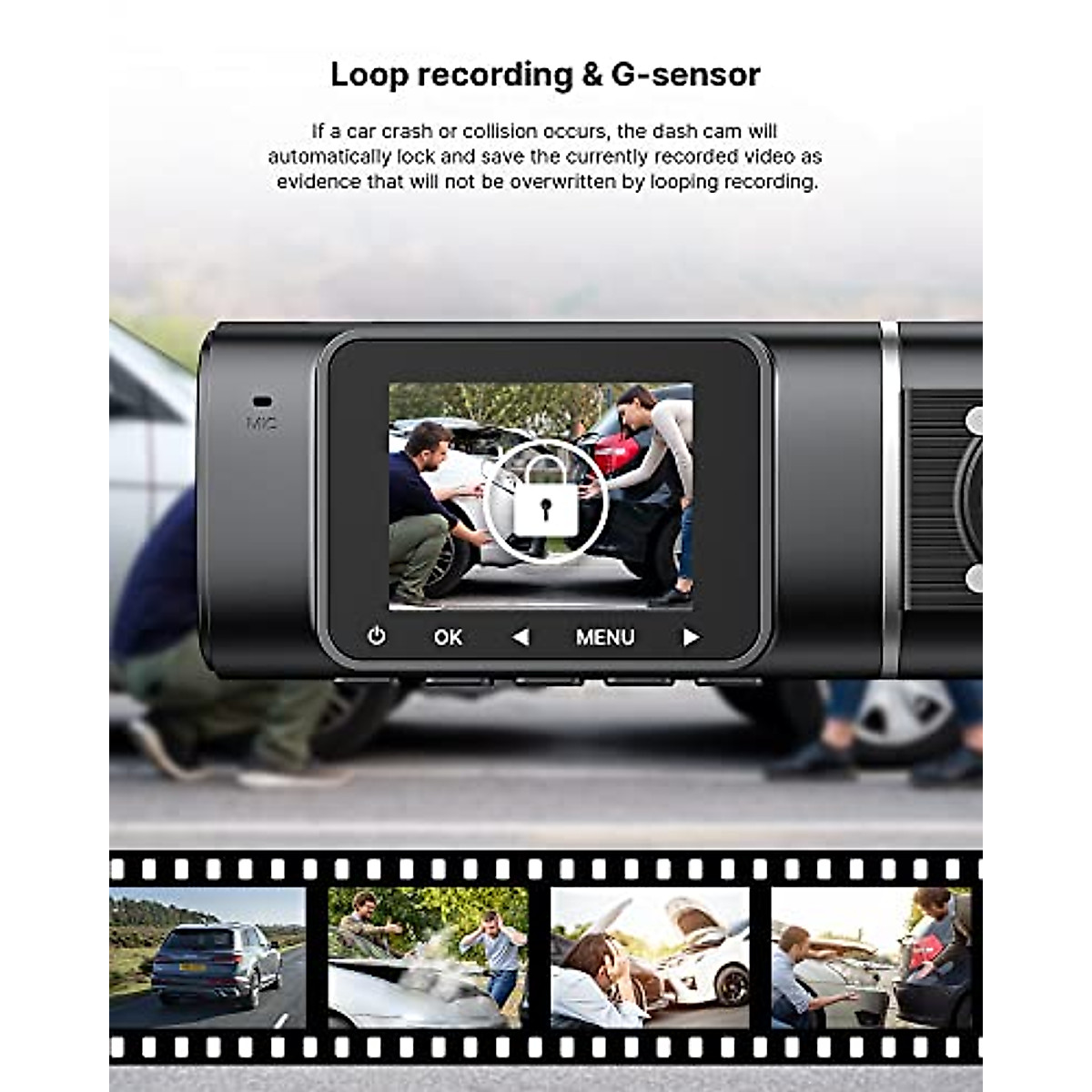 Dual Dash Cam Front and Inside 1080P Dash Camera for Cars IR Night Vision Car Camera for Taxi Accident Lock Parking Monitor 2 Mounting Options