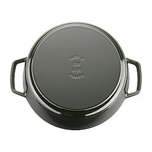 Staub Cast Iron 6-qt Cochon Shallow Wide Round Cocotte - Basil, Made in France