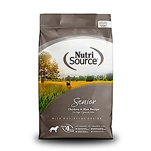 NutriSource Senior Dog Food, Made with Chicken and Rice, with Wholesome Grains, 30LB, Dry Dog Food