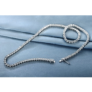 Gemsme 4.0mm CZ Tennis Necklace, 18K White Gold Plated 4.0mm Round Cubic Zirconia Classic Tennis Necklace 16 Inch