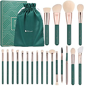 DUcare Makeup Brushes Professional 20Pcs Green Makeup Brush set with Silicone Face Mask Brush Kabuki Foundation Blending Powder Blush Concealers Eyeshadows Brushes