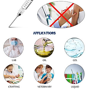 Nuanchu 24 Pieces Borosilicate Glass Syringes Set Include 12 Pieces 1 ml Borosilicate Glass Syringe Lock and 12 Pieces Stainless Steel Lock Dispensing Needle for Thick Liquids, Ink Use